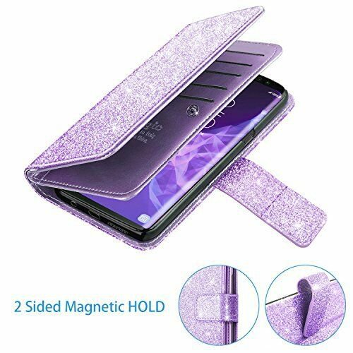 Samsung Galaxy S9 Wallet Case PU Leather Detachable Glitter Sparkle ...