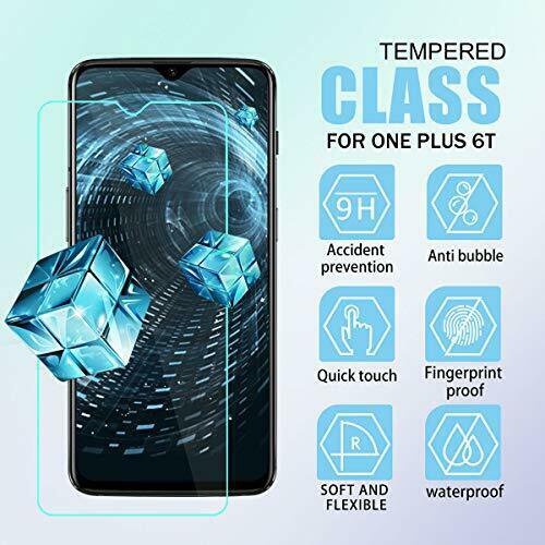 OnePlus 6T Screen Protector Glass [2 Pack] FENGJ Premium Tempered Glass ...