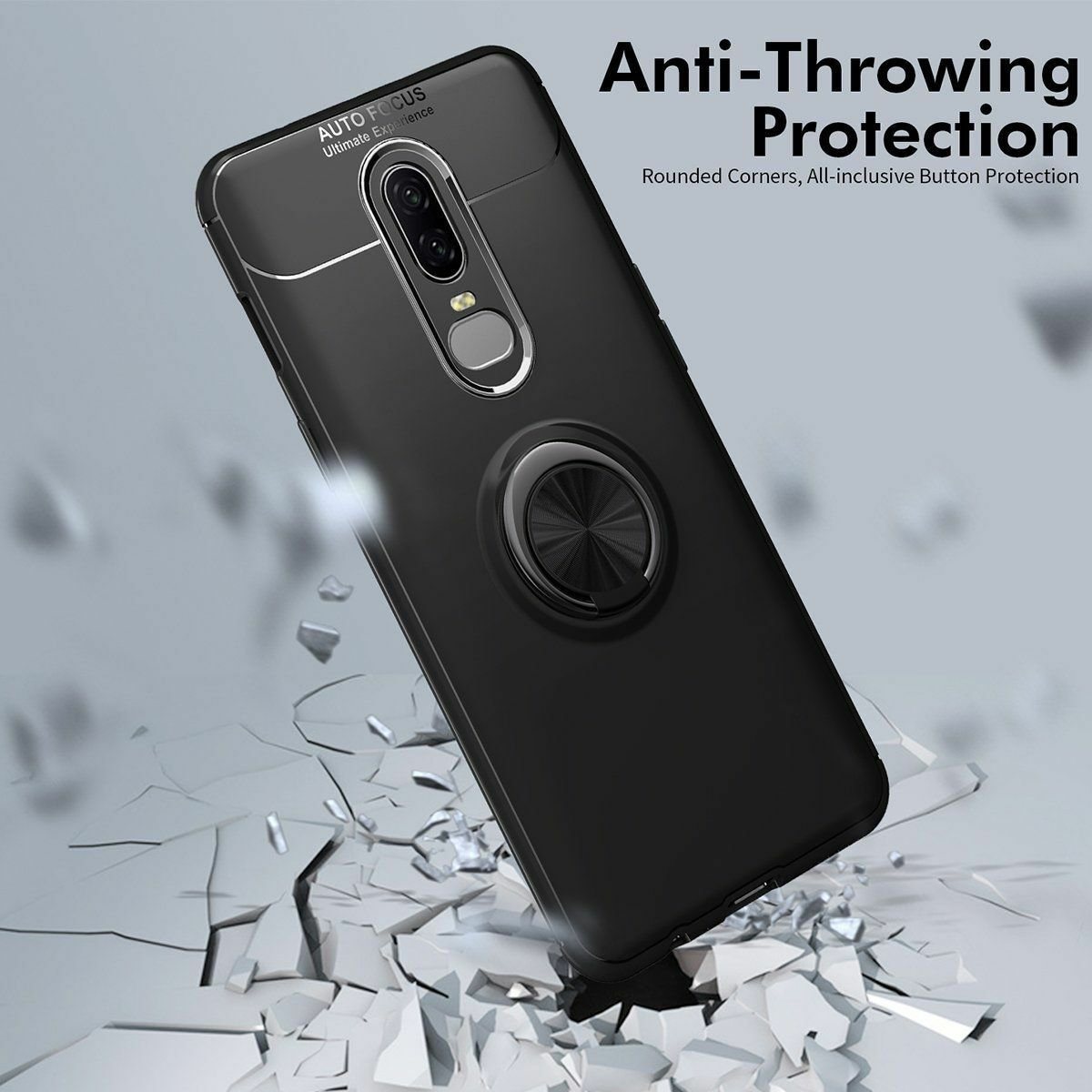 OnePlus 6 Case 360 Adjustable Ring Stand Thin Soft Kickstand Shockproof ...