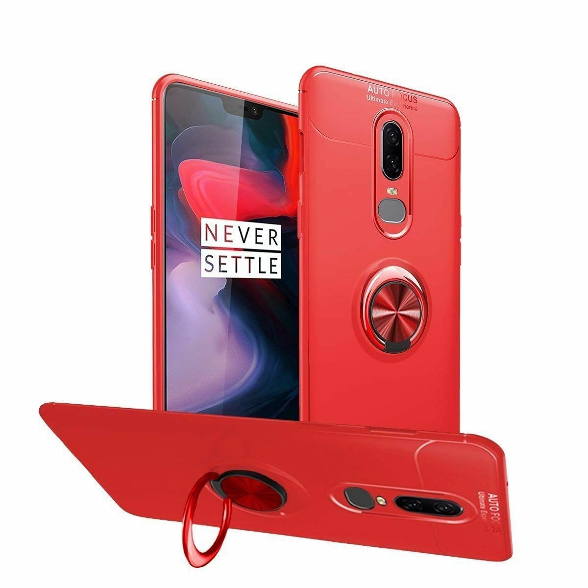 OnePlus 6 Case 360 Adjustable Ring Stand Thin Soft Kickstand Shockproof ...