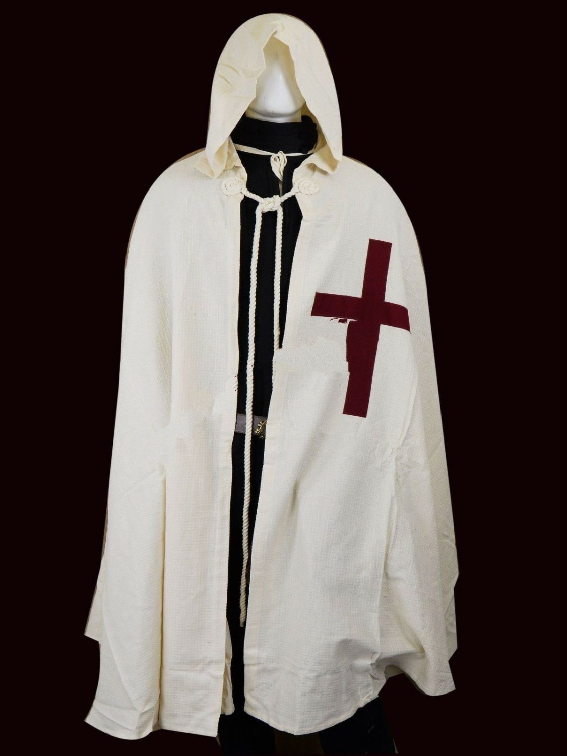 MEDIEVAL WARRIOR LARP Costume White Templar Knights Tunic /CAPE Cross Cloak