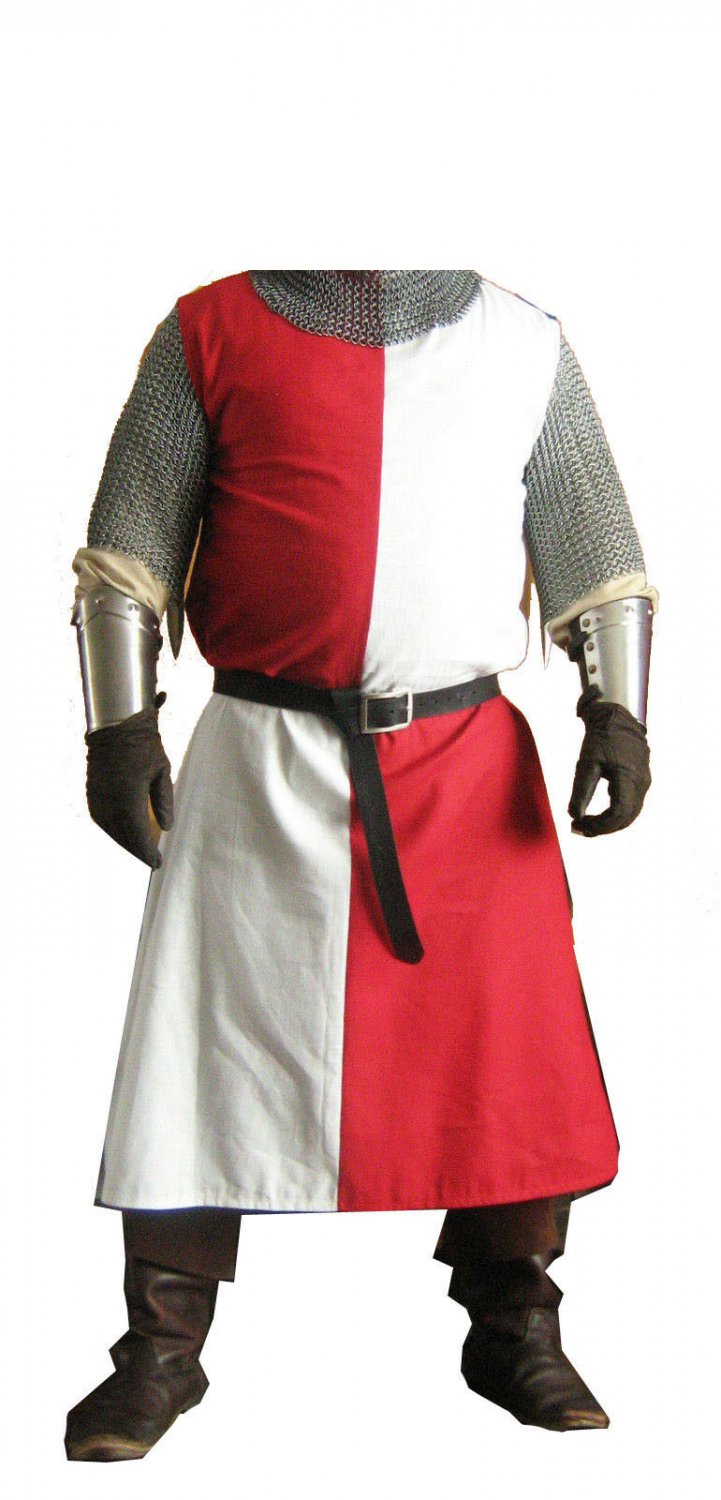 Medieval Knight Tunic Renaissance Sleevless Red&White Super Mast Colour ...