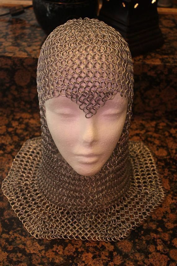 Ms Hood Butted chainmail coif Round neck Medieval Armor Antique costume ...