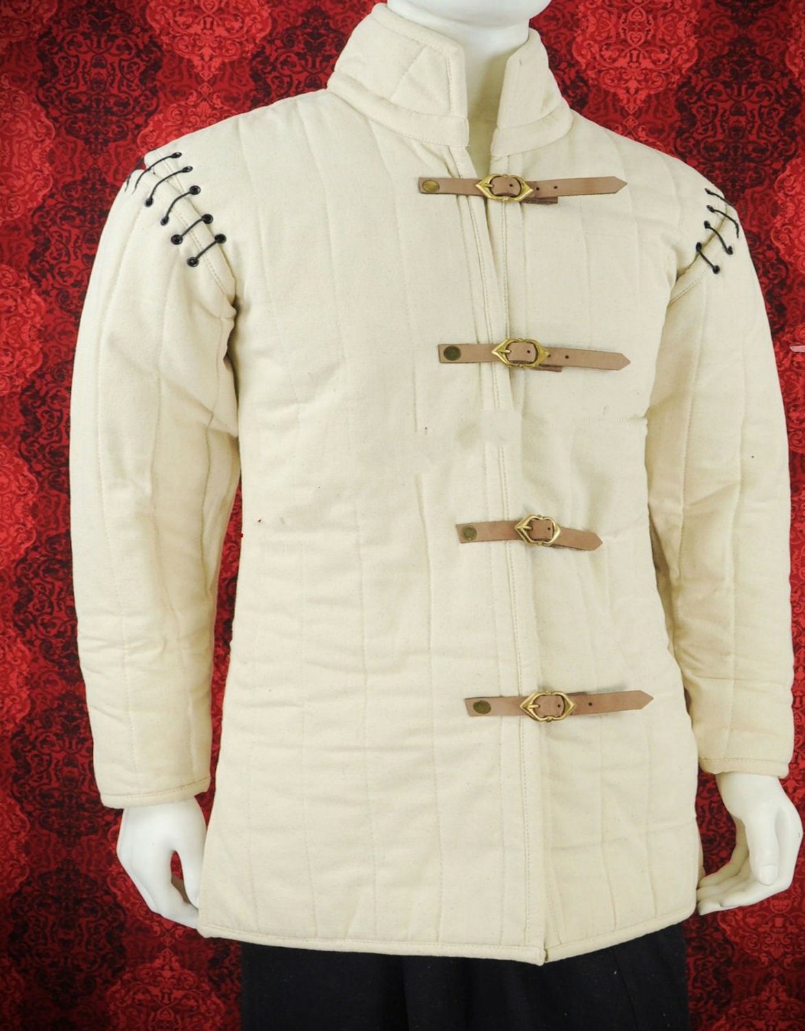 Medieval thick padded White Gambeson coat Aketon Jacket Armor reenactment