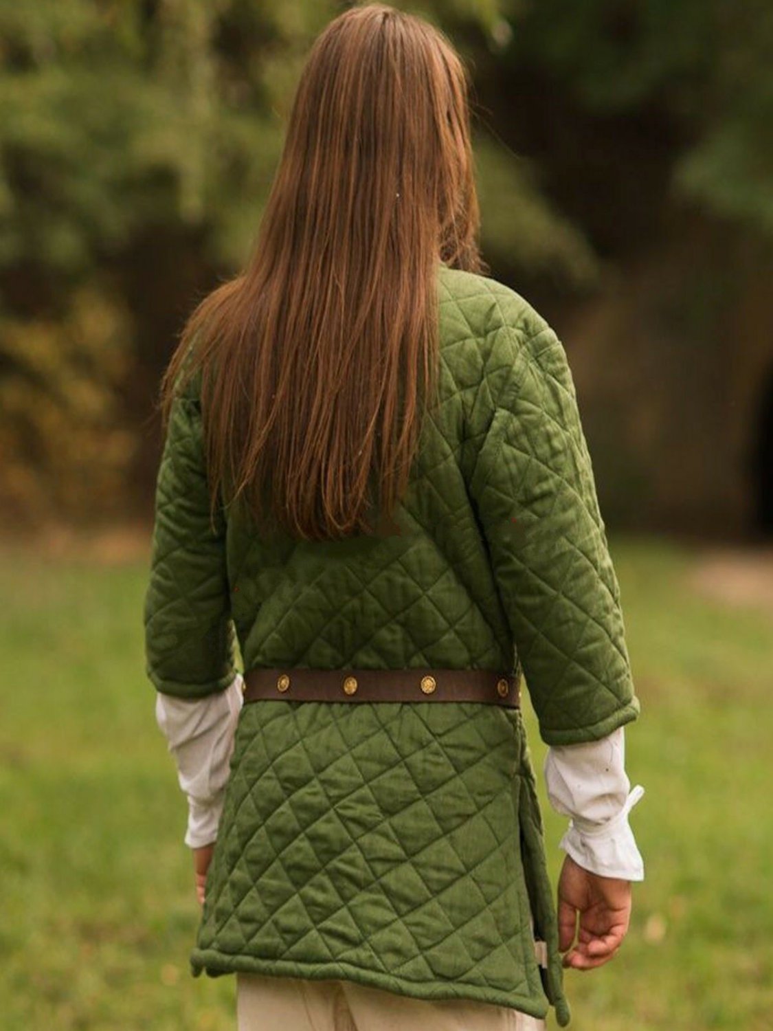 New Medieval Viking Thick Padded Costume Green Color Gambeson Jacket ...