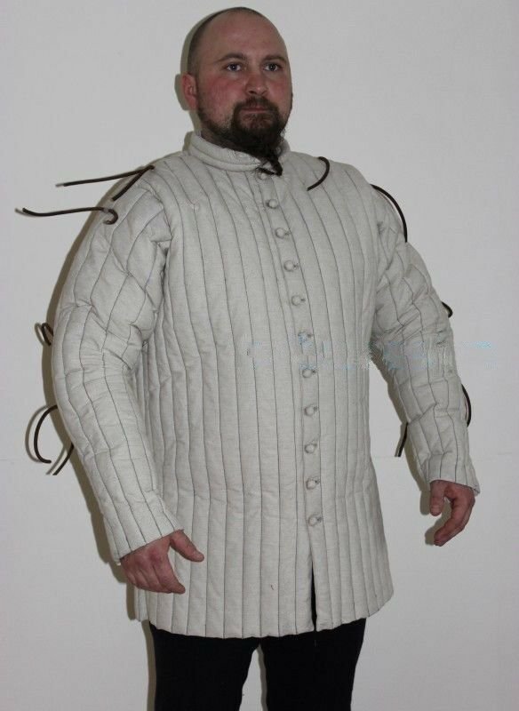 White Color Gambeson Medieval thick Padded Viking Clothing Armor Full ...