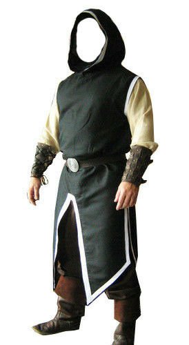 MEDIEVAL Black KNIGHT Tunic Surcoat Crusader Sleeveless Renaissance LARP