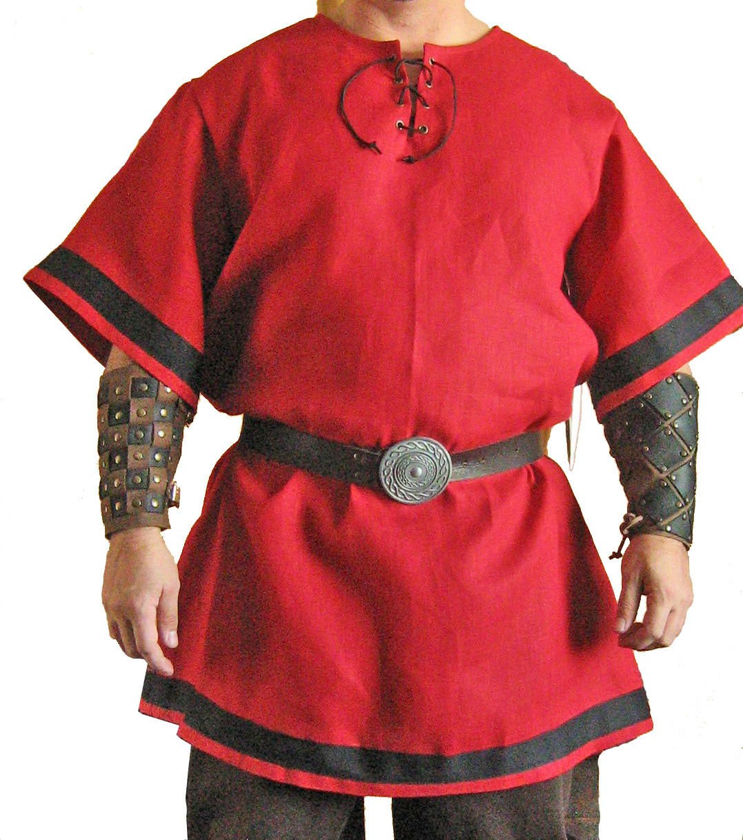 Medieval Celtic Viking Tunic Red Short Sleeves Colors renaissance Surcoat