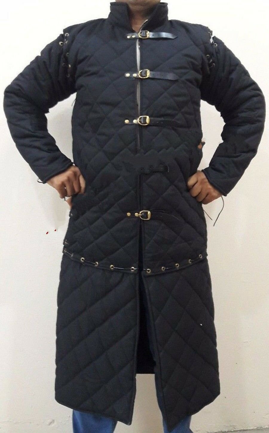 Medieval thick padded Black Color Gambeson coat Aketon Jacket Armor