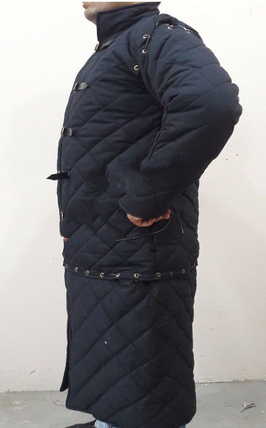 Medieval thick padded Black Color Gambeson coat Aketon Jacket Armor