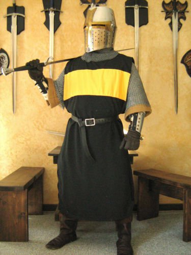 MEDIEVAL Knight Tunic Yellow&Black Surcoat Sleeveless Renaissance ...
