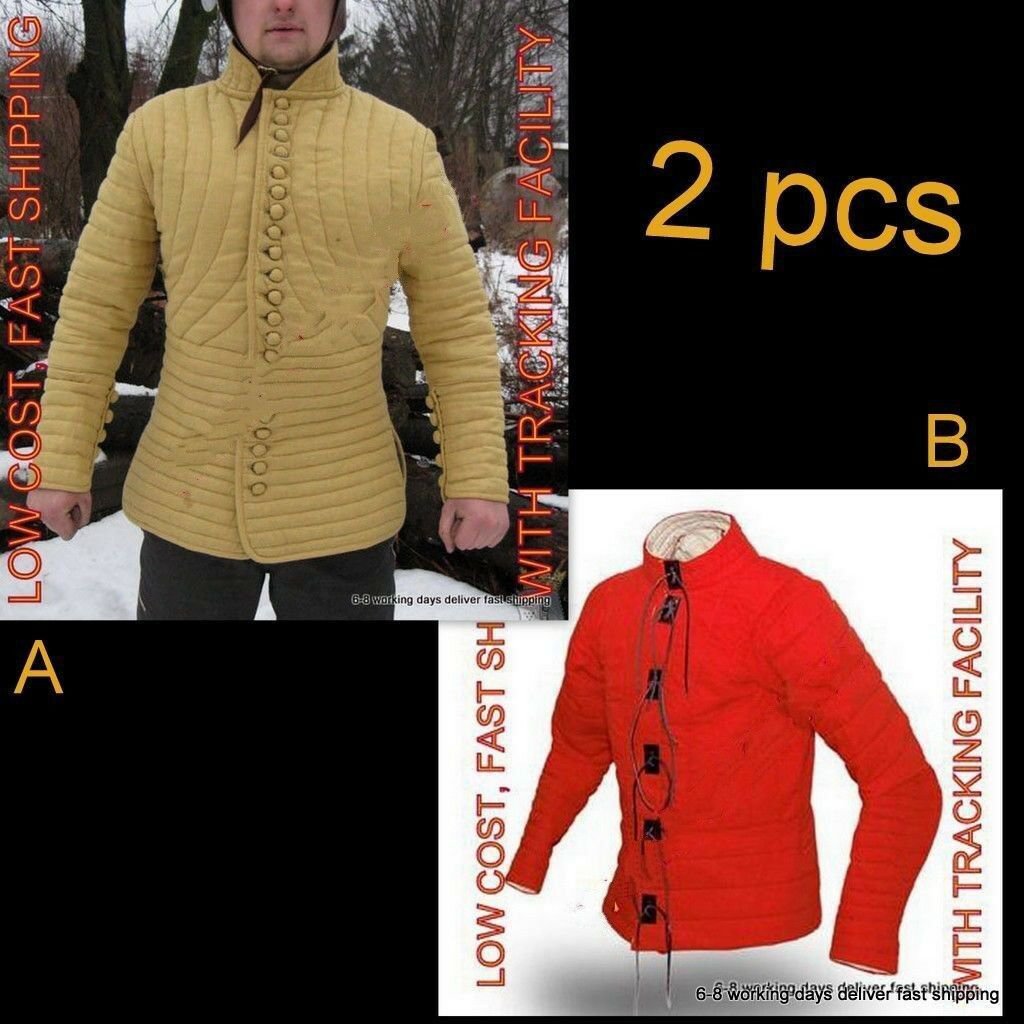 2 PIECE SUPER VIKING MEDIEVAL FANTASY COAT MAN GAMBESON ARMING JACKET ARMOR