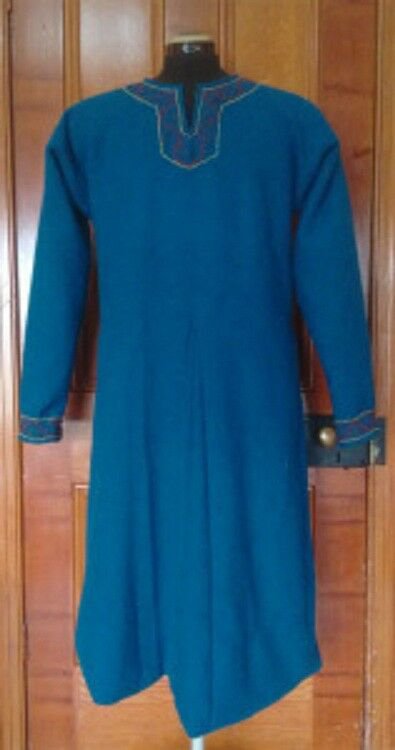 Medieval Tunic Blue Costumes Theater Embroidered Trim Norseman Viking ...