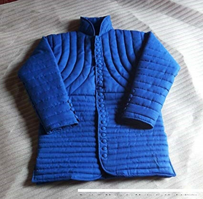 New Gambeson Blue Classic Medieval Padded Armour Coat Fighting Arming ...