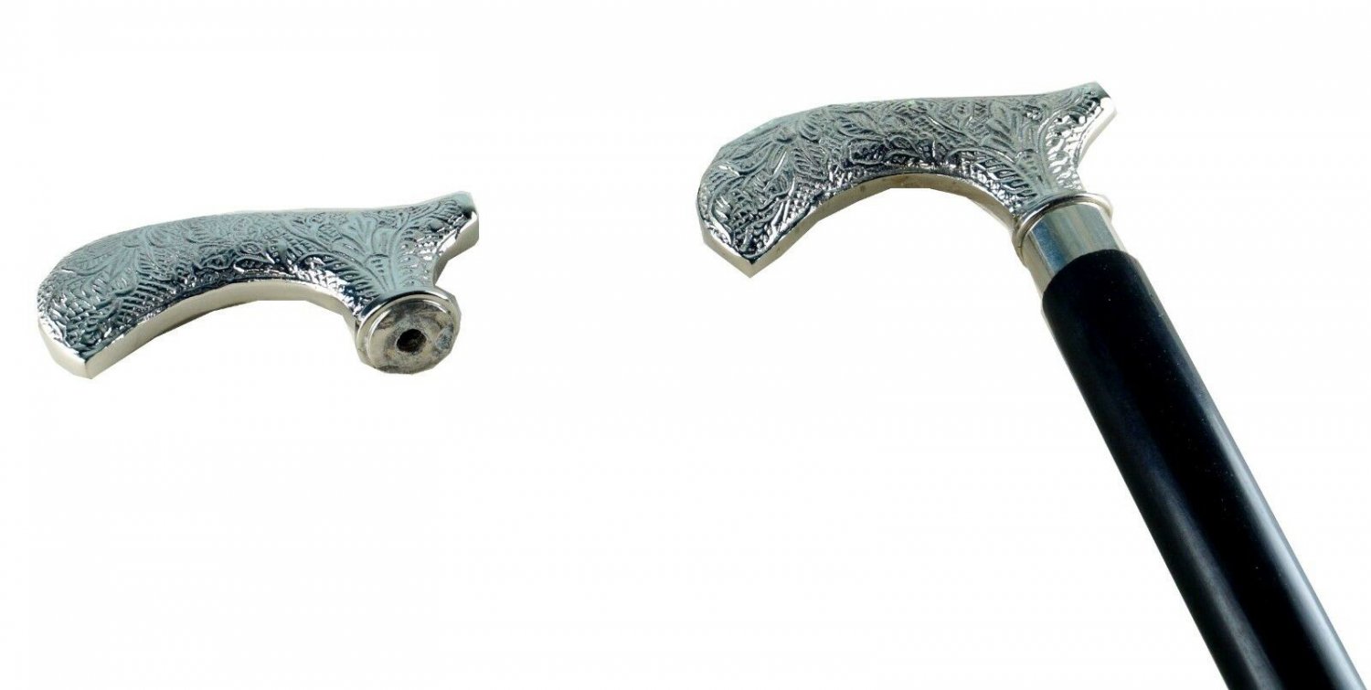 Medieval Silver Plated Dragon Head Cane Walking Stick Chrome Handle ...