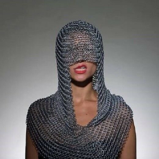 Zinc plated Butted Chain mail Coif 10 mm Medieval Coif Hood Armour ...