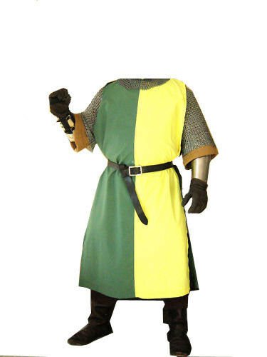 MEDIEVAL Yellow&Green KNIGHT Tunic Surcoat Crusader Sleeveless