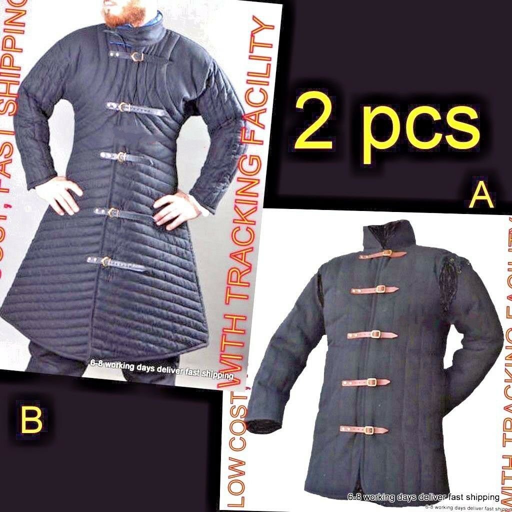 TWO PIECE ANTIQUE VIKING MEDIEVAL FANTASY COAT MAN GAMBESON ARMING ...