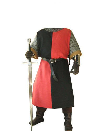 Medieval Knight Tunic Renaissance Sleevless Red&Black Colour Surcoat