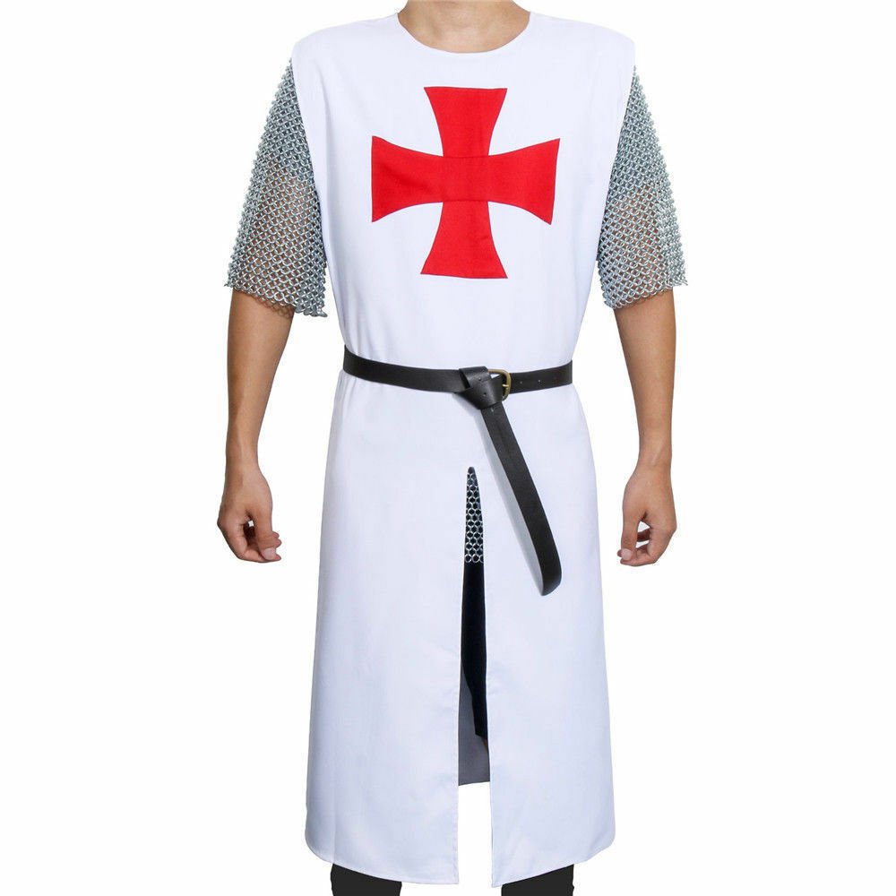 Medieval Viking Red Cross Pattern White Color Tunic Surcoat Crusader ...