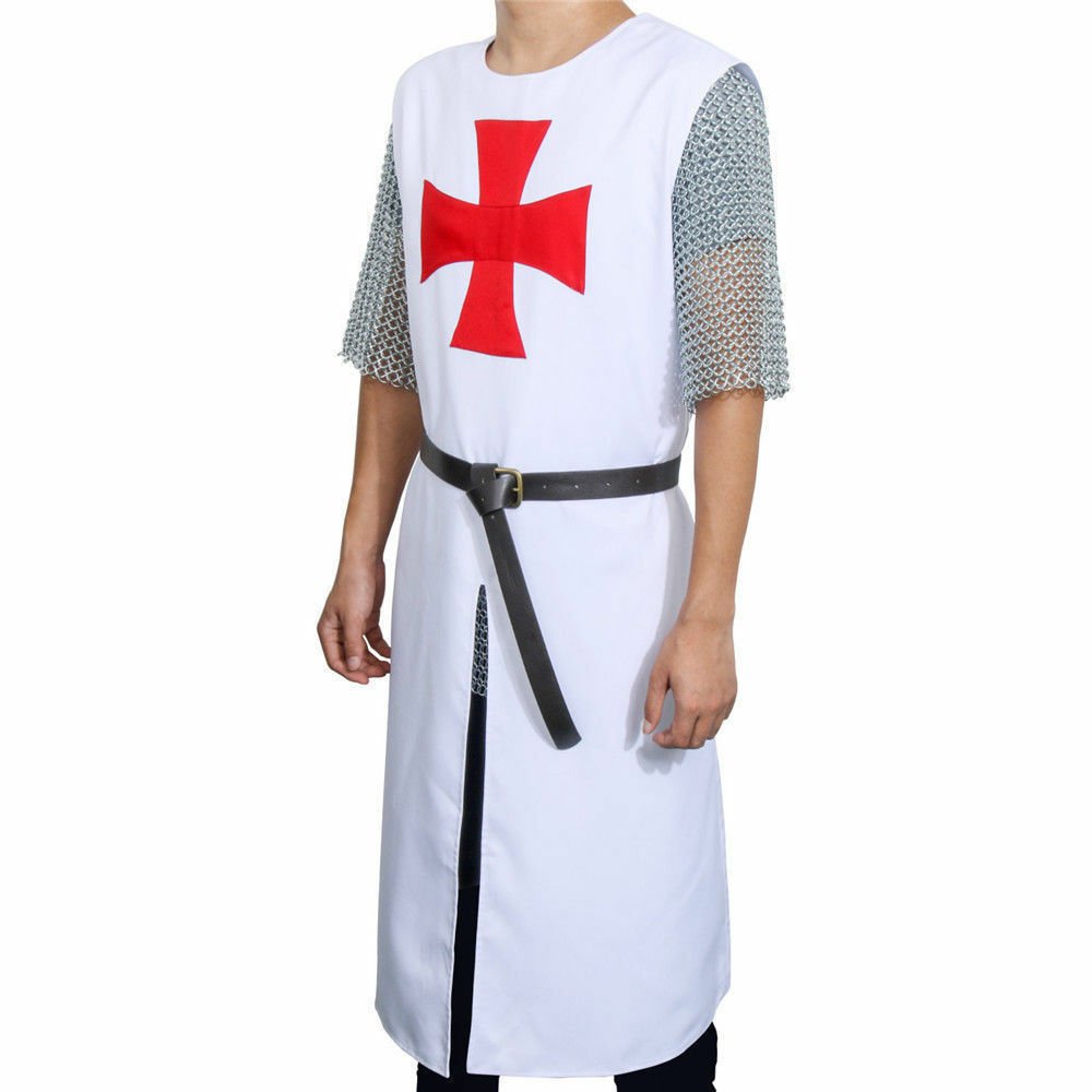 Medieval Viking Red Cross Pattern White Color Tunic Surcoat Crusader ...