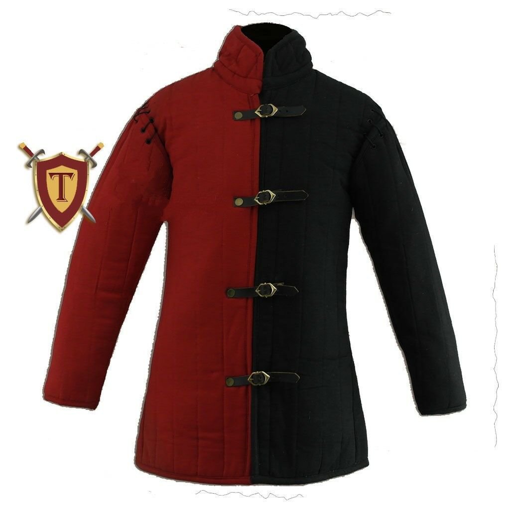 Medieval Gambeson Red&Black Padded costumes arming jacket for theater larp