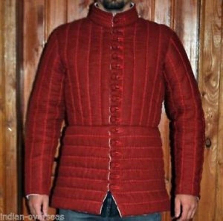 New Gambeson Red Aketon padded Medieval vest Armor Style Fancy COSTUME Mast