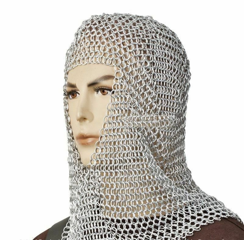 New Medieval Aluminium Plated Viking Chain Mail Hood/Coif For Armor ...
