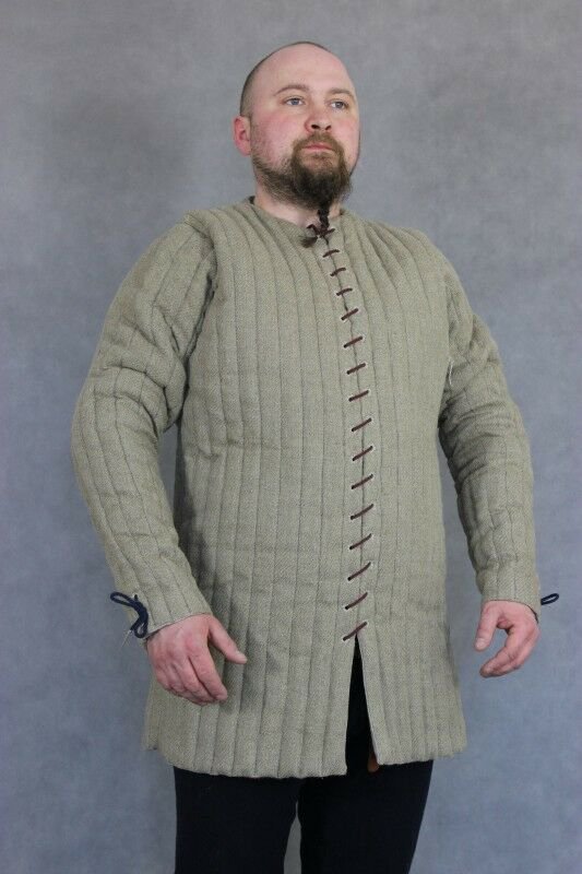 Medieval Thick Padded Costume Camel Color Gambeson With Chain Mail ...