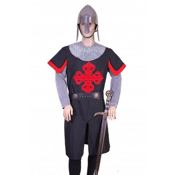 MEDIEVAL Black TEMPLAR KNIGHT Tunic Surcoat Crusader Sleeveless Mast ...