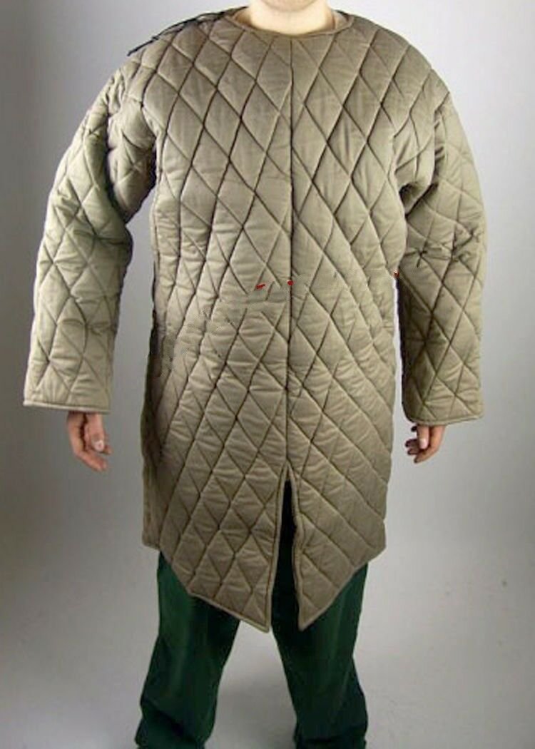 Medieval Celtic Viking Padded Armour Camel Color Gambeson With Full Sleeves