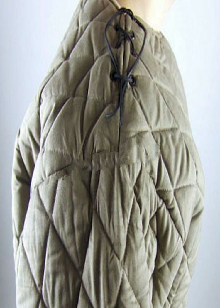 Medieval Celtic Viking Padded Armour Camel Color Gambeson With Full Sleeves