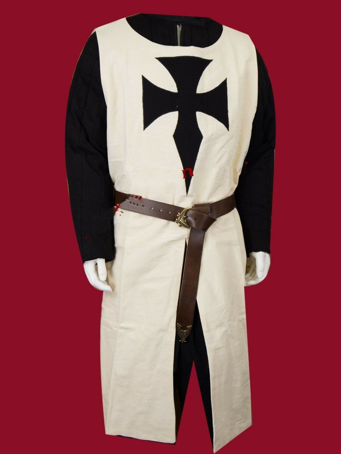 MEDIEVAL Knight Crusader TEMPLAR Middle Ages Mens White TUNIC With Cloak