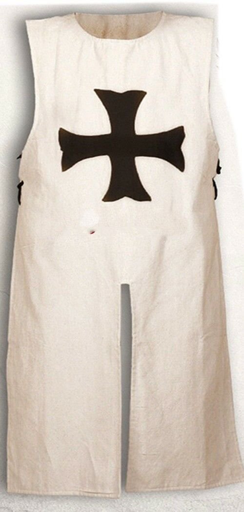 MEDIEVAL Black TEMPLAR KNIGHT Tunic Surcoat Crusader Sleeveless ...