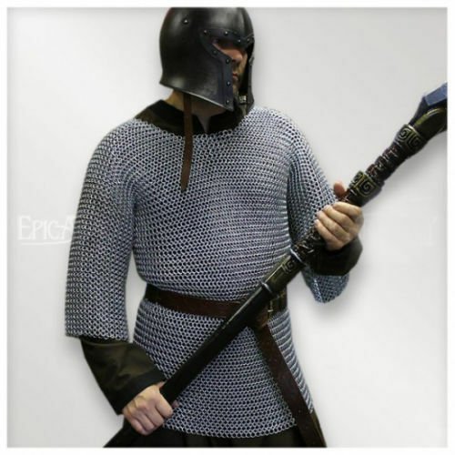 ALUMINIUM CHAINMAIL SHIRT BUTTED MEDIEVAL HAUBERGEON ARMOR