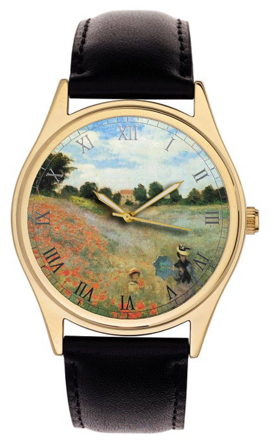 CLAUDE MONET POPPY FIELD IMPRESSIONIST ART STUNNING SOLID BRASS WRIST ...