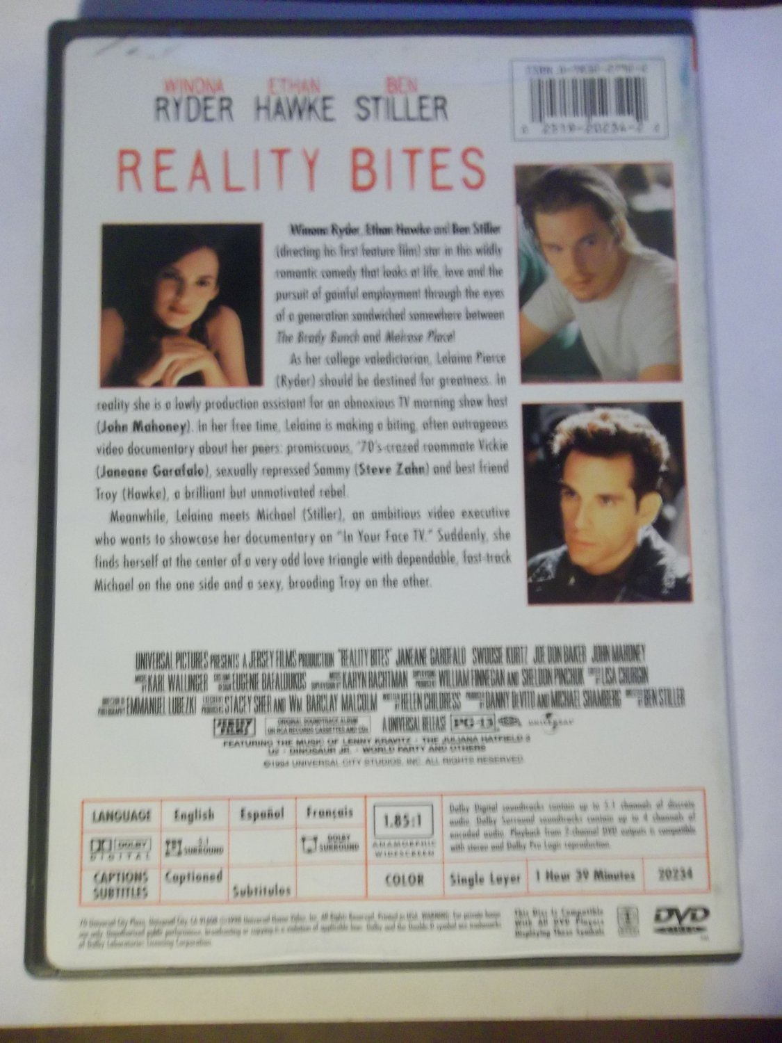 REALITY BITES (FREE DVD & FAST SHIPPING) WINONA RYDER (ROMANCE/DRAMA ...