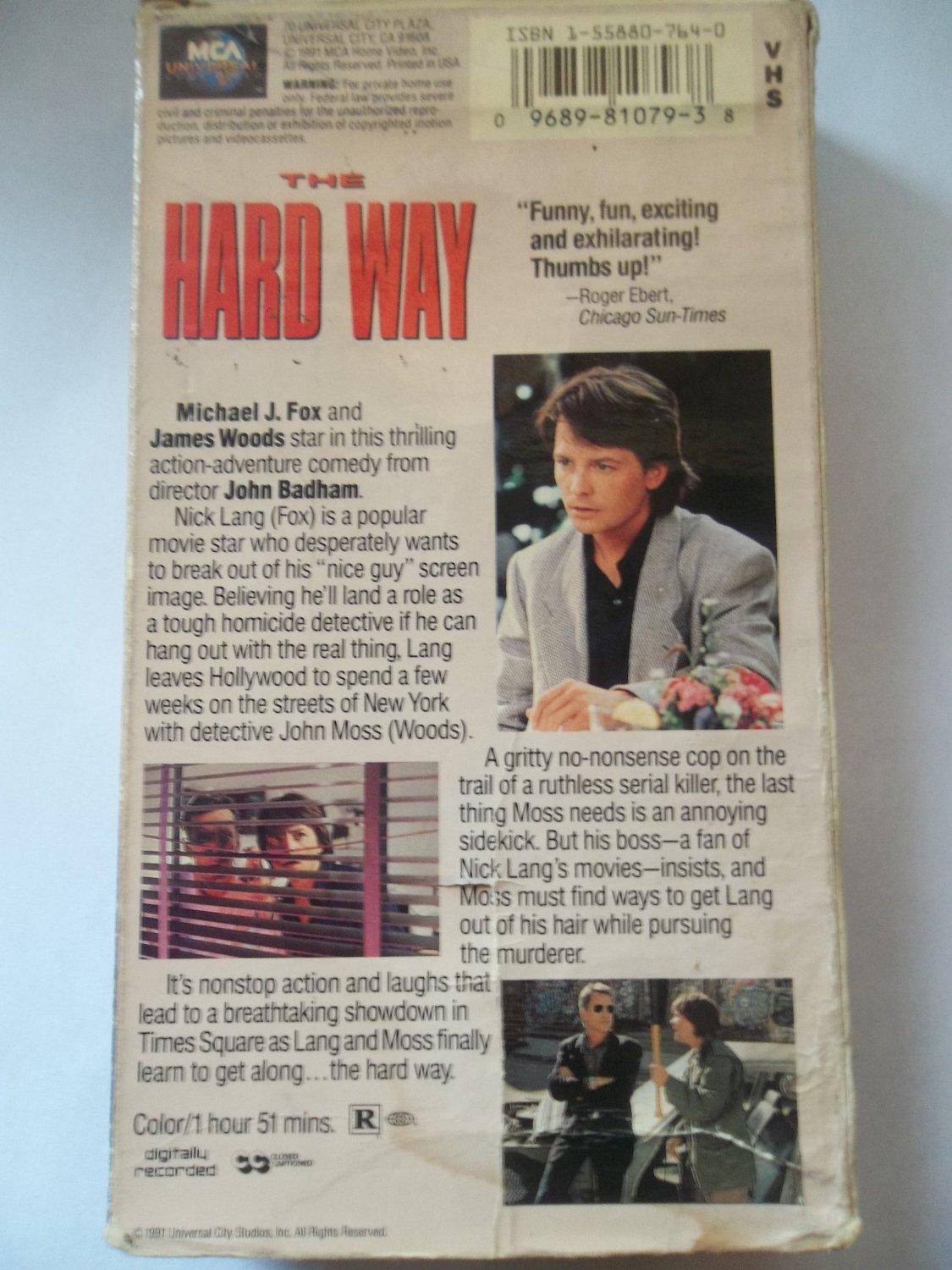 THE HARD WAY (VHS) MICHAEL J FOX, JAMES WOODS (ACTION/ADVENTURE/COMEDY ...