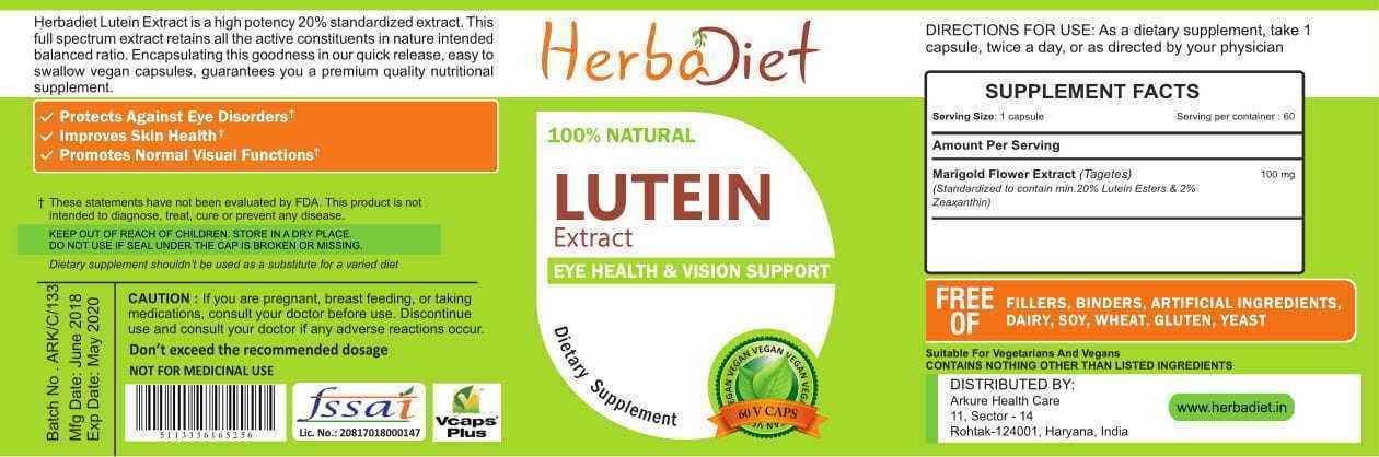 30 capsules Marigold Extract Capsules 20% Lutein w/- Zeaxanthin Eye ...