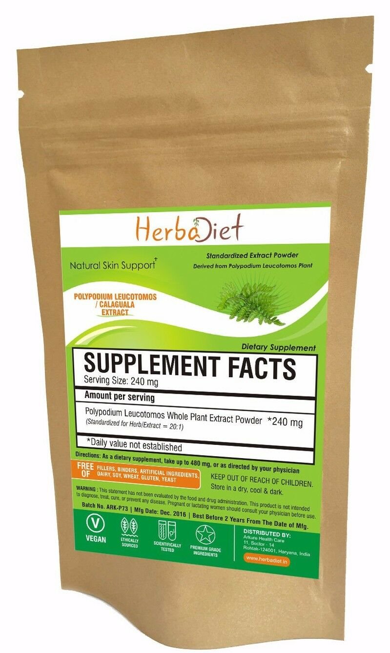 100 gm Polypodium Leucotomos 20:1 Extract Powder (PLE) Natural Skin ...