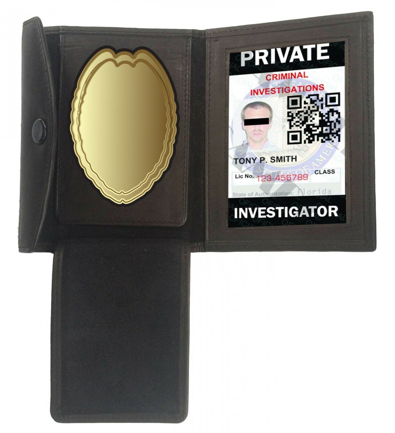 Black Leather Concealed Carry Badge Holder Card Front Pocket Wallet ...