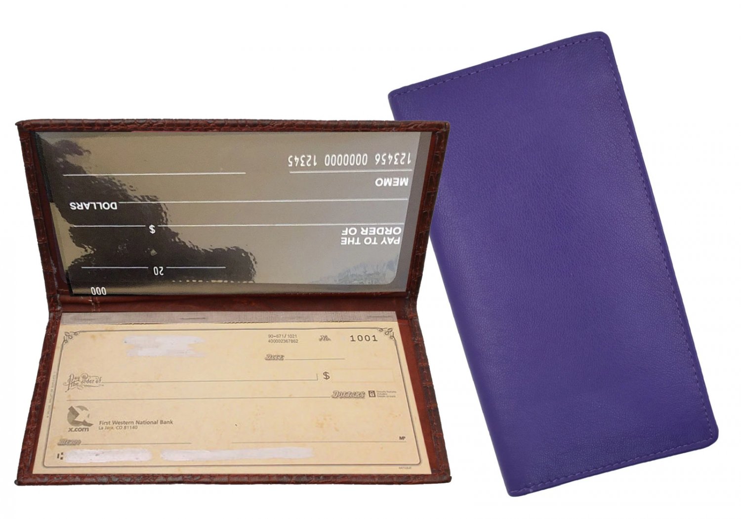 Genuine Leather Standard Plain Checkbook Cover Long Wallet Men Women ...