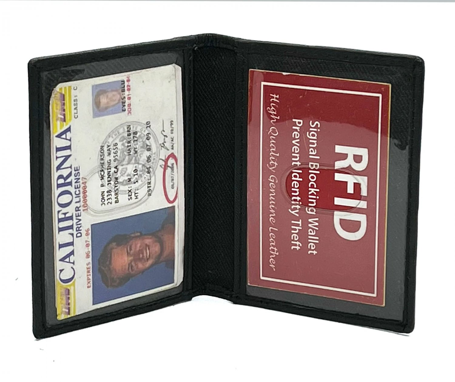 Genuine Leather Leather Credit Card Mini Wallet Bifold Driver's License ...