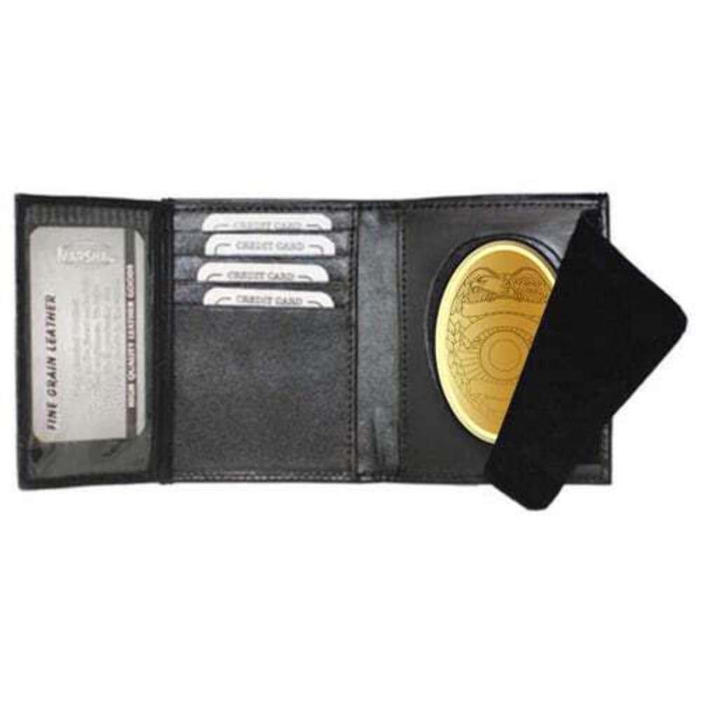 RFID Blocking Black Leather Men's Conceal Carry Badge Wallet License ...