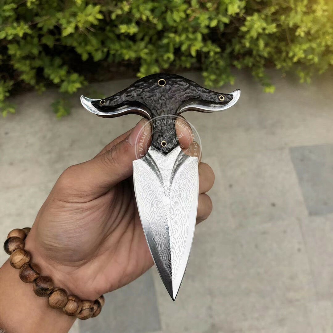 DAMASCUS SURVIVAL OUTDOOR CAMPING HUNTING COMBAT PUNCHING KNIFE W ...