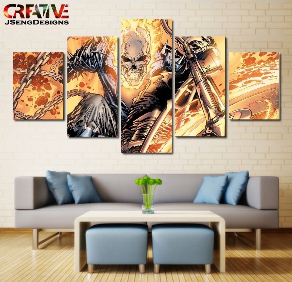 Ghost Rider Wall Art Painting On Canvas Johnny Blaze Poster Home Decor ...