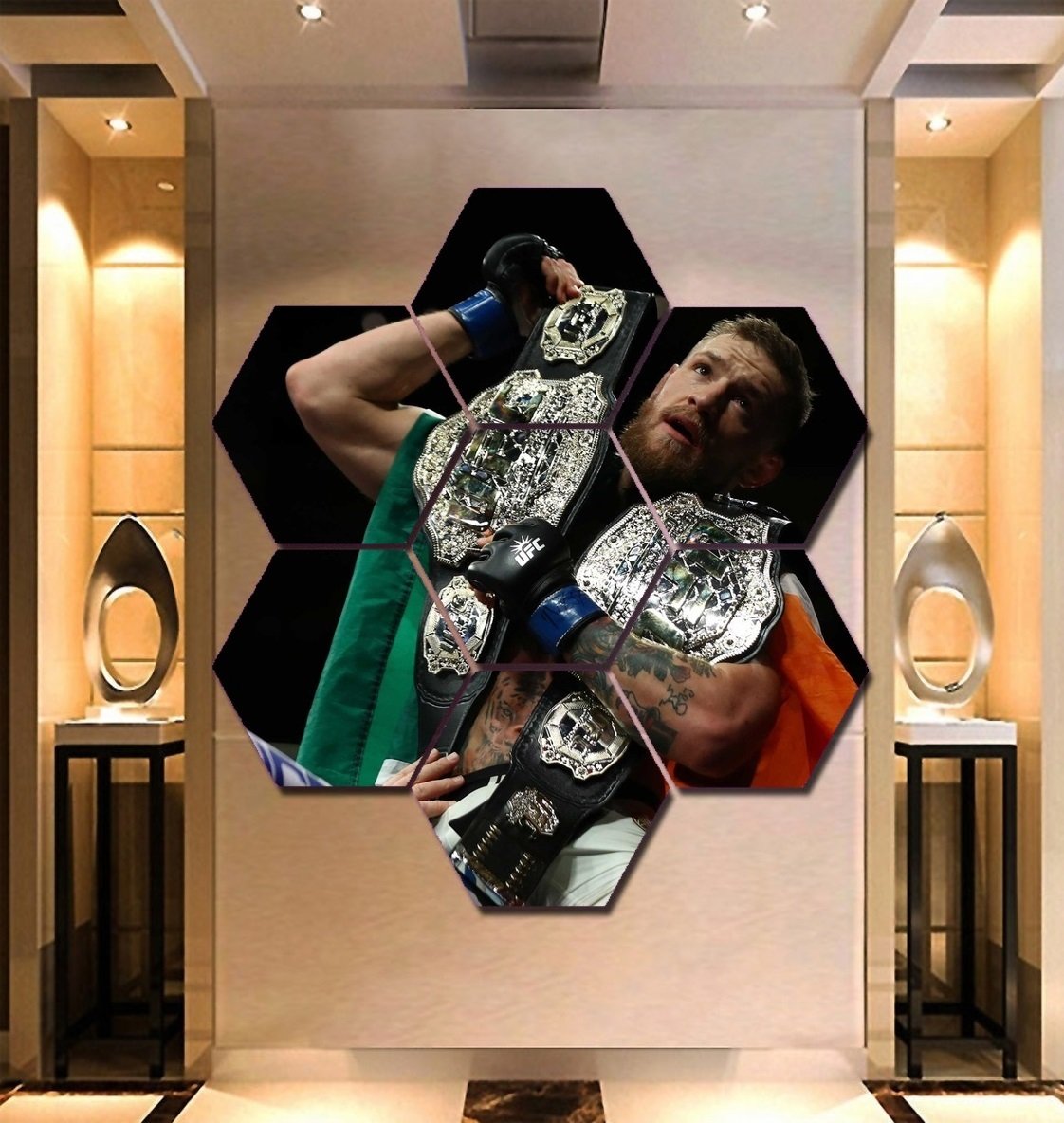 Conor McGregor Wall Art Canvas Painting Poster Decor 7 Hexagon Panels ... Conor McGregor Wall Art Canvas Painting Poster Decor 7 Hexagon Panels ...