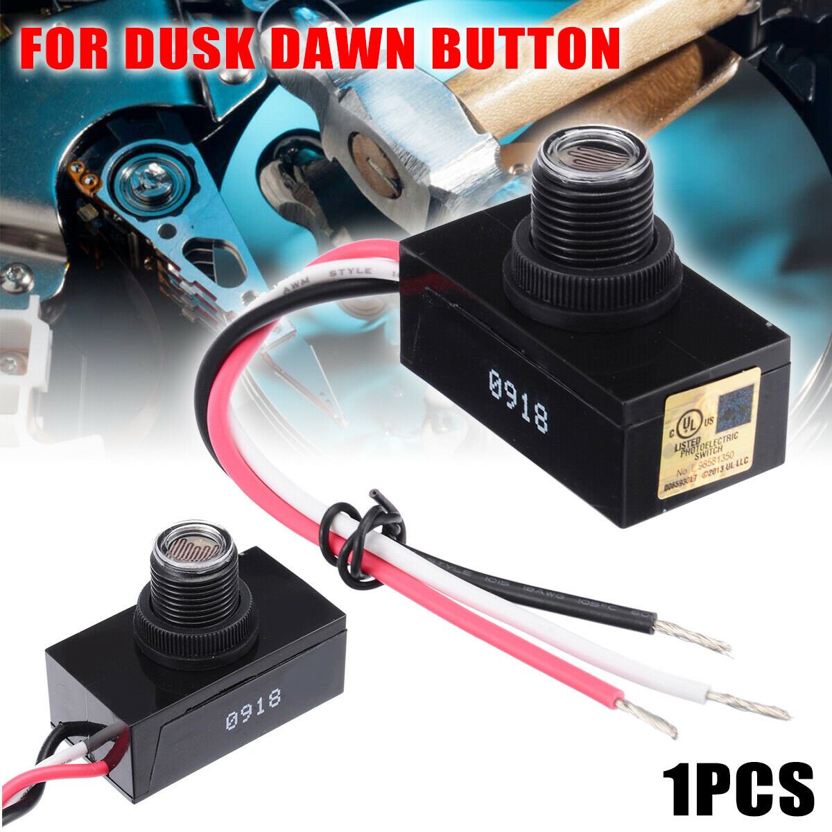 120V Raintight JL-103A Flush Mount Dusk Dawn Button Photo Control Eye ...