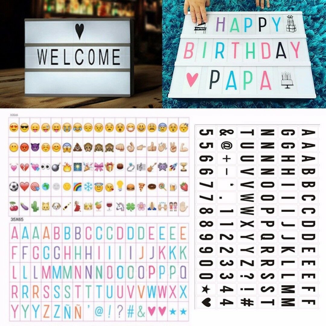 A4 Cinematic Light Up Emoji Letter Box Sign DIY Message Board Party ...