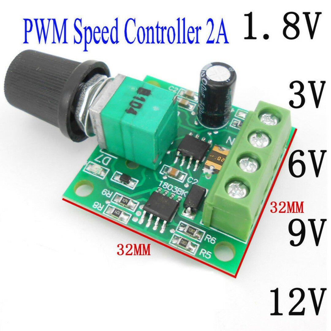 DC Motor 1.8V 3V 5V 6V 12V PWM Speed Controller 2A Potentiometer Knob Switch Set